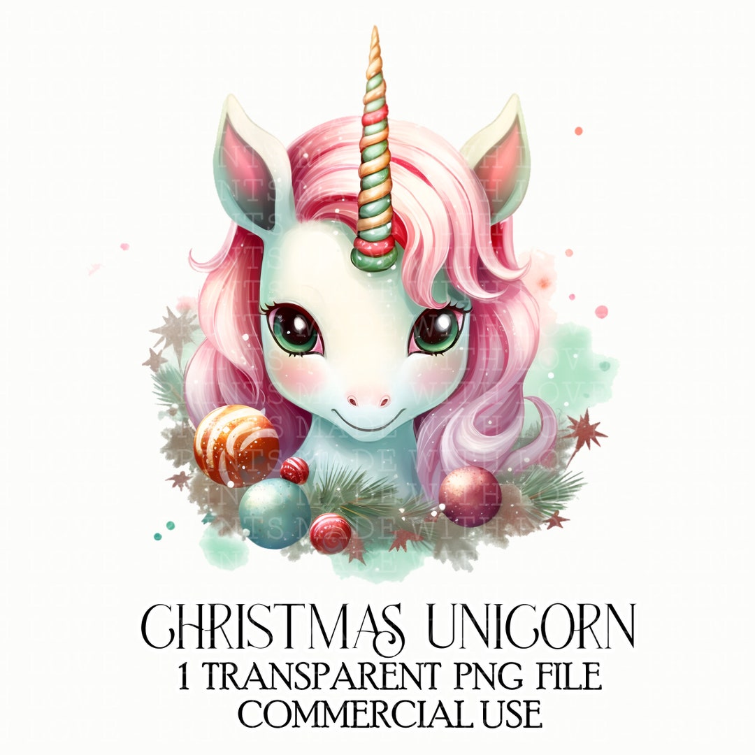 Christmas Unicorn Clipart, Festive Kawaii PNG (commercial Use) - Etsy