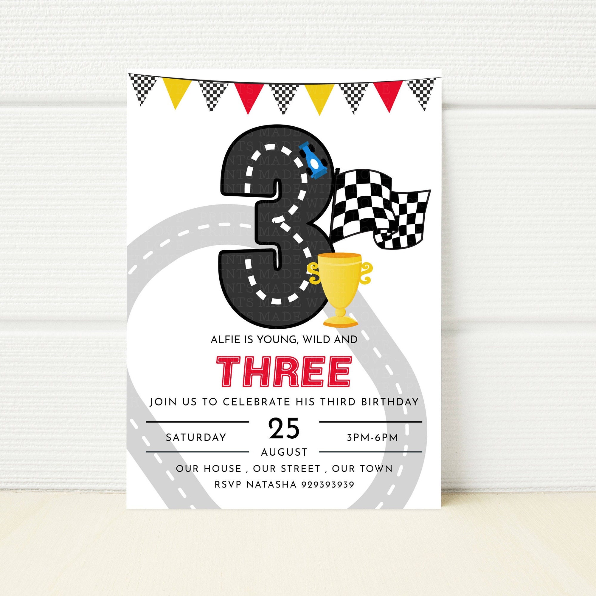 Racing Car Editable 3rd Birthday Party Invitation Third Birthday Party ...
