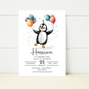 Penguin Birthday Party Invitation Invite Wild Zoo Safari Jungle ...