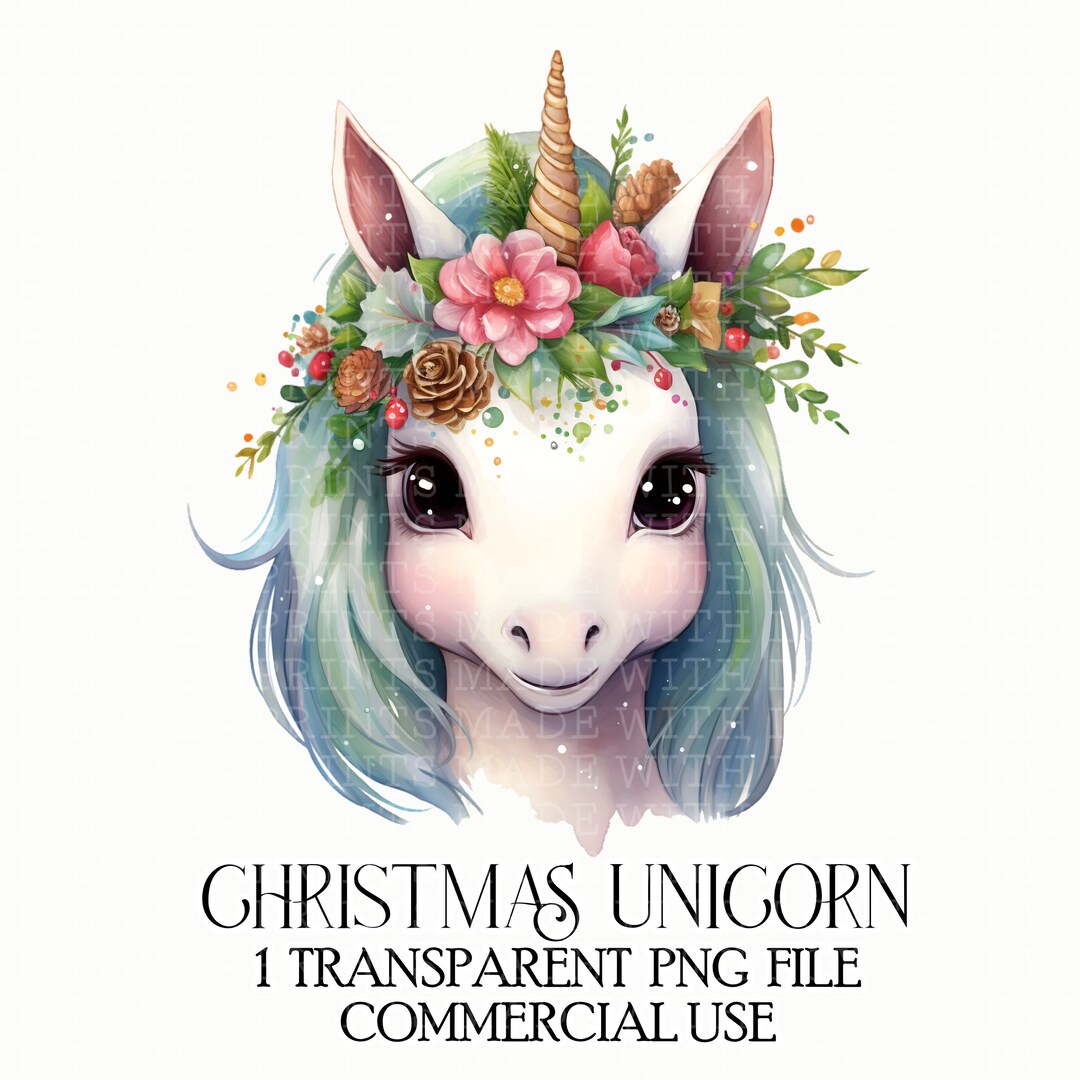 Christmas Unicorn Clipart Transparent Png File Commercial Use ...