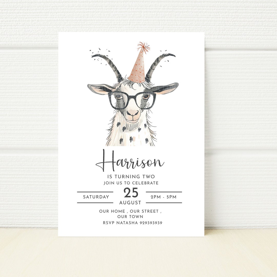Goat Farm Birthday Party Editable Invitation Printable Digital Phone ...