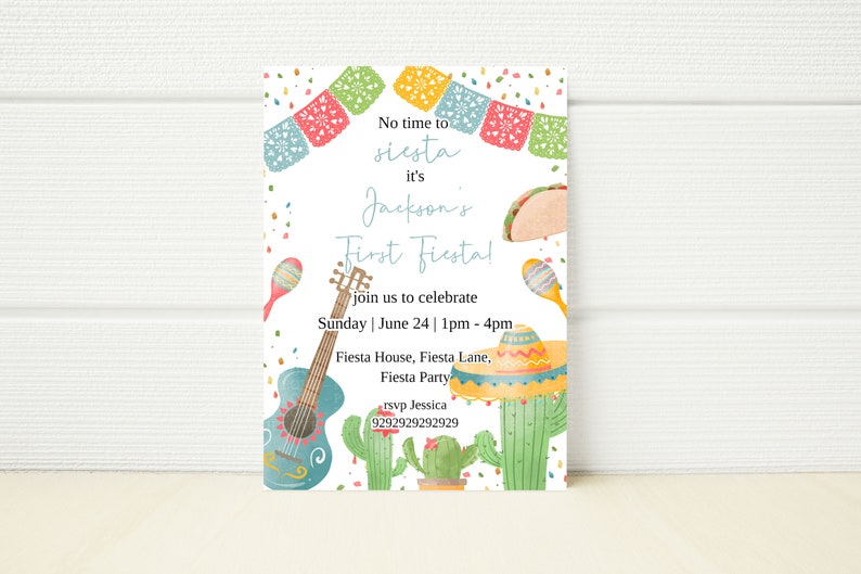 Editable First Fiesta Invitation Template Birthday Party - Etsy