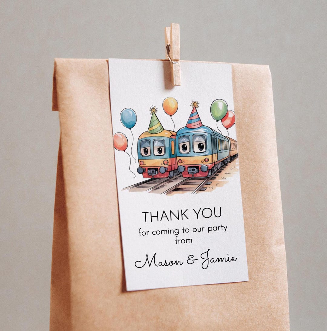 Printable Trains Thank You for Coming Gift Tag Transport Picnic Favour ...