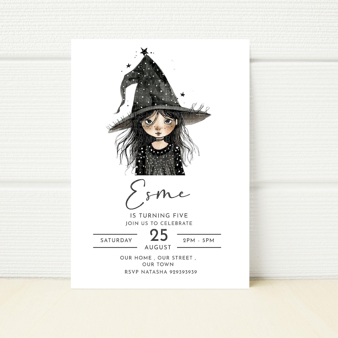 Editable Witch Birthday Party Invitation Halloween Editable Invite ...