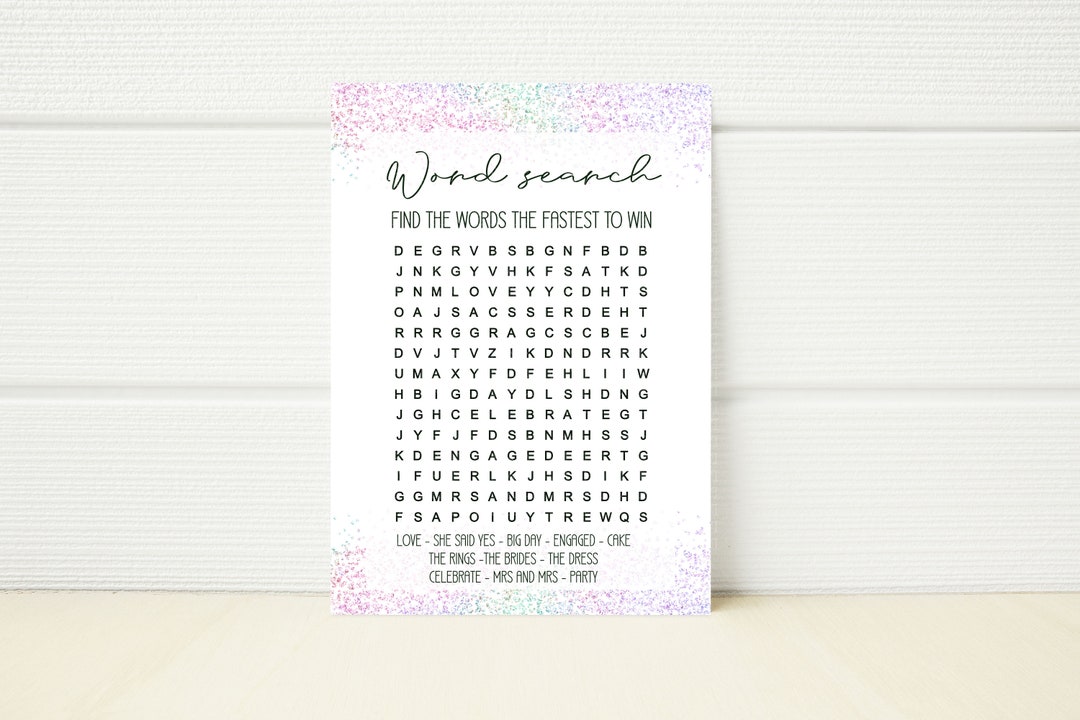 Lesbian Hen Do Word Search Game, Rainbow Confetti (digital Download) - Etsy