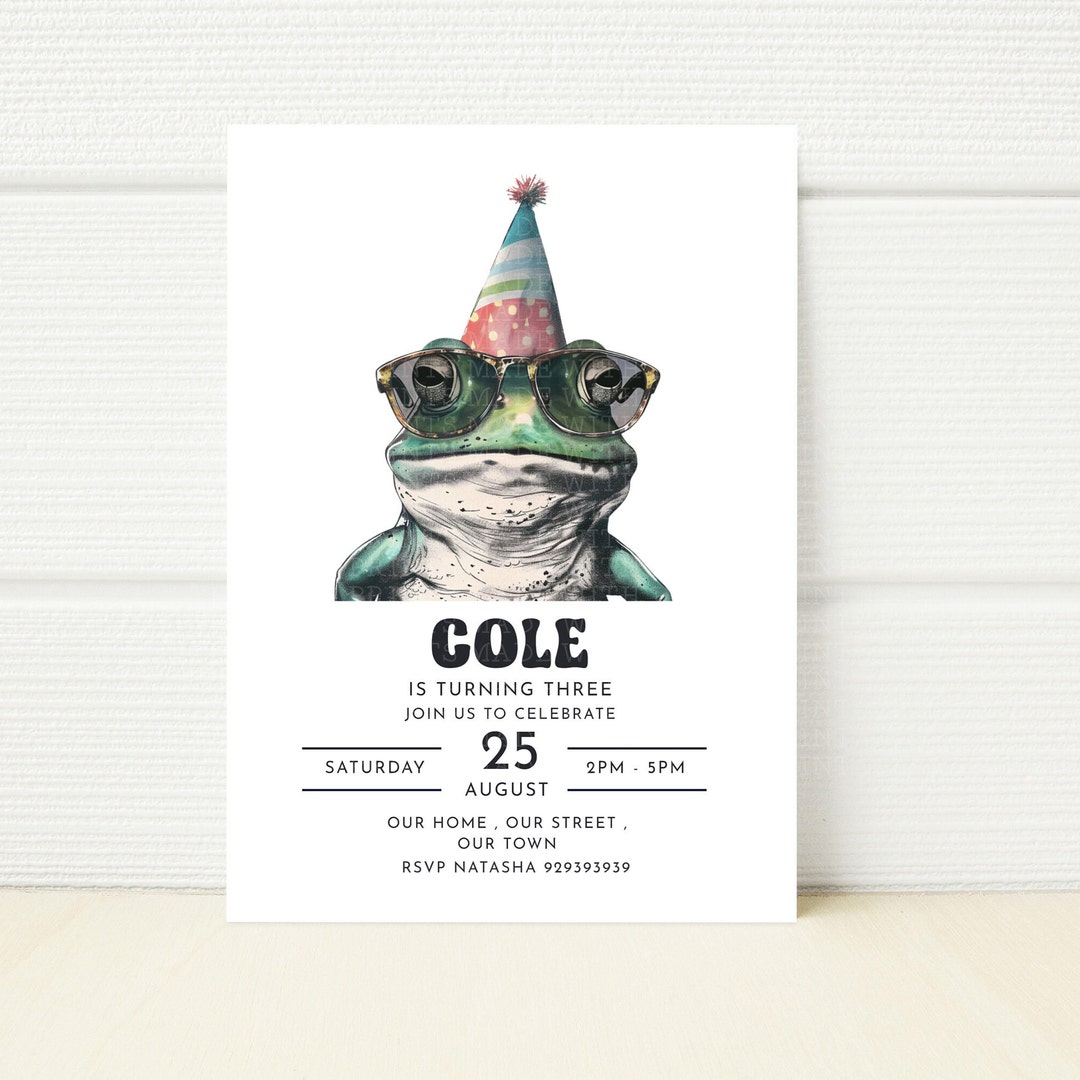 Frog Birthday Party Invite Template Invitation Editable Digital E ...