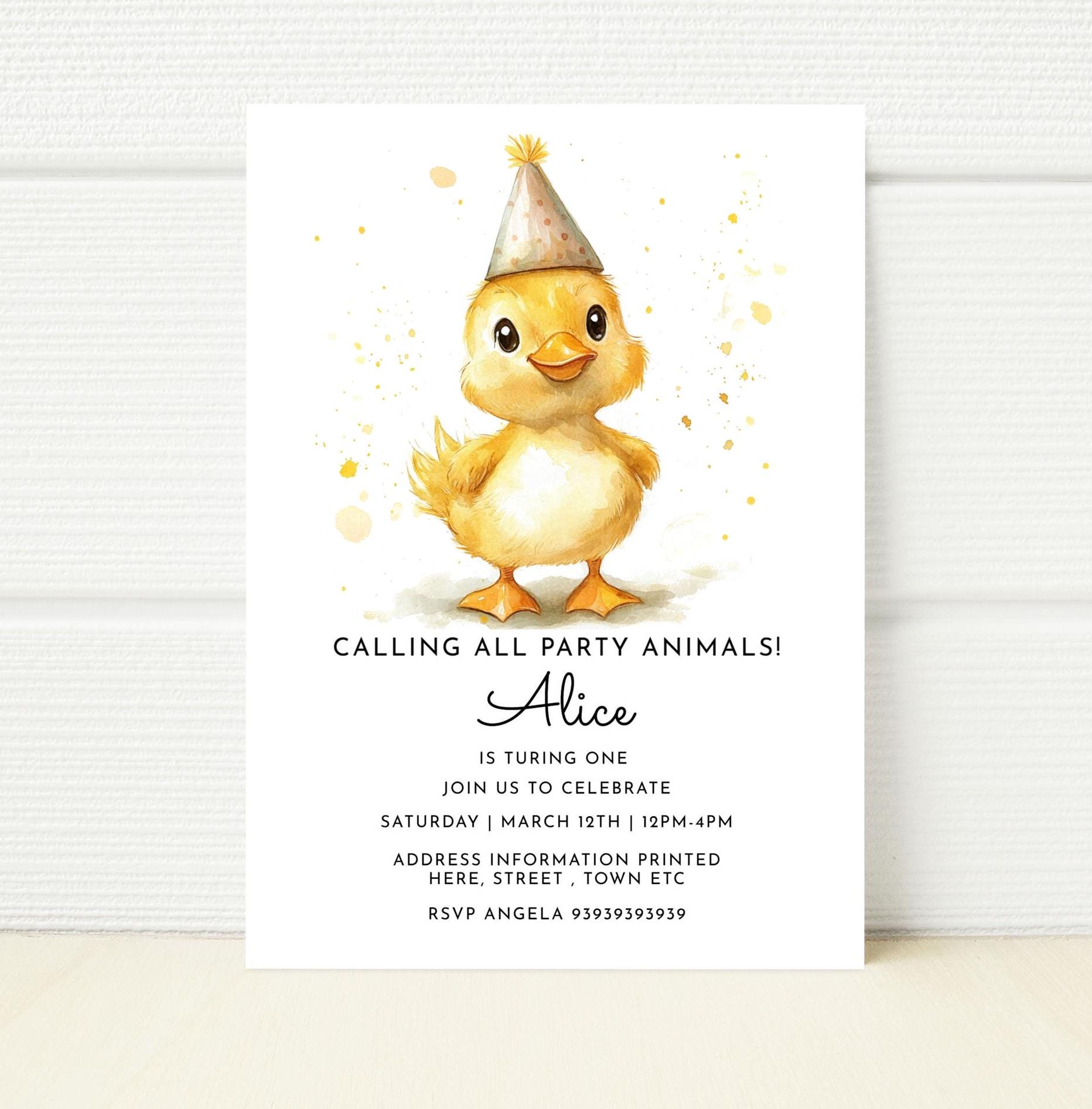 Yellow Duck Birthday Invitation, Editable Party Invite (digital ...