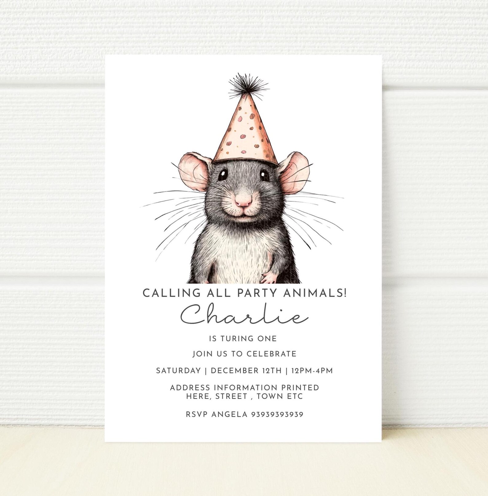 Rat Birthday Invitation, Editable Template (digital Download) - Etsy