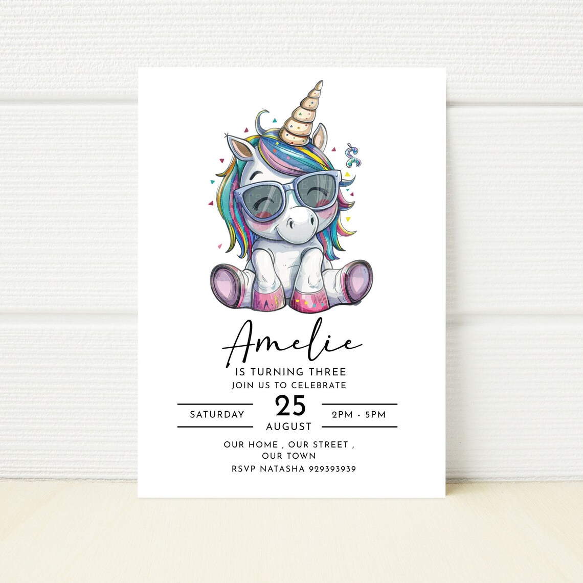 Unicorn Birthday Editable Invitation Digital Template Printable Phone ...