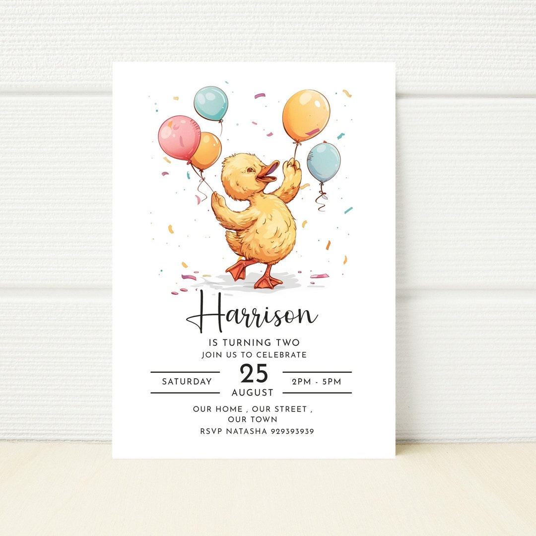Duckling Birthday Party Invitation Farm Party Duck Boys Girls Invite ...