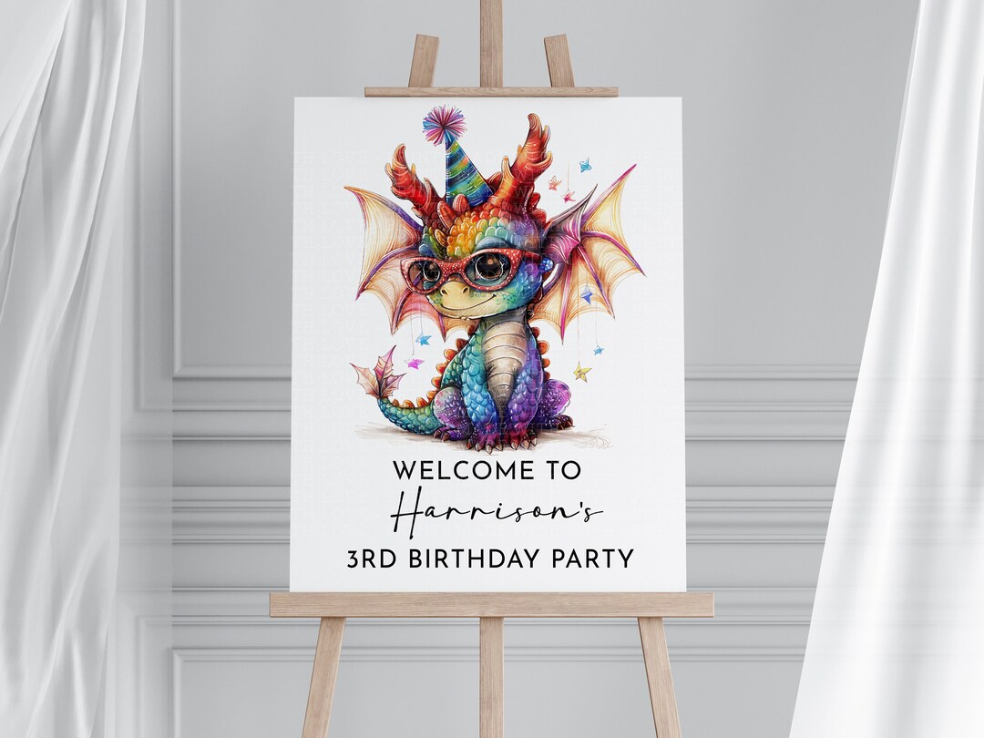 Editable Dragon Party Welcome Sign Extra Large Birthday Welcome Sign ...