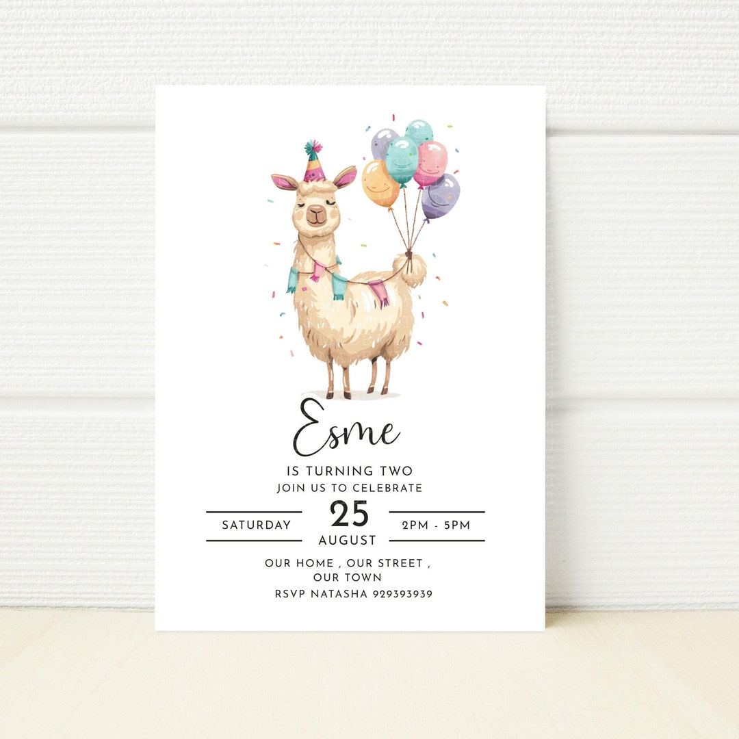 Alpaca Birthday Party Invitation, Farm Theme (editable Digital E-invite ...
