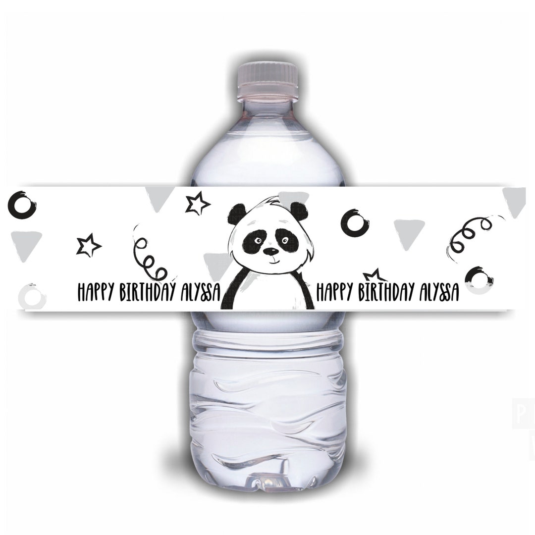 Panda Water Bottle Wrapper , Template , Water Bottle Label , Digital ...