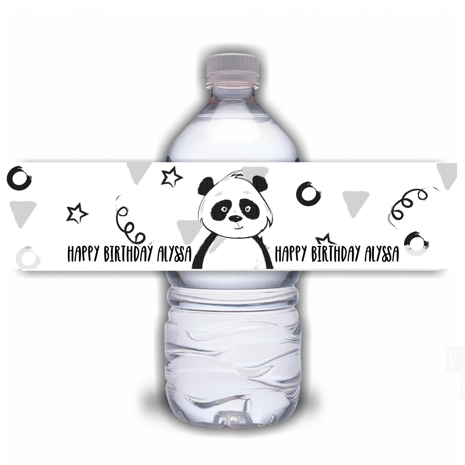 Panda Water Bottle Wrapper , Template , Water Bottle Label , Digital ...