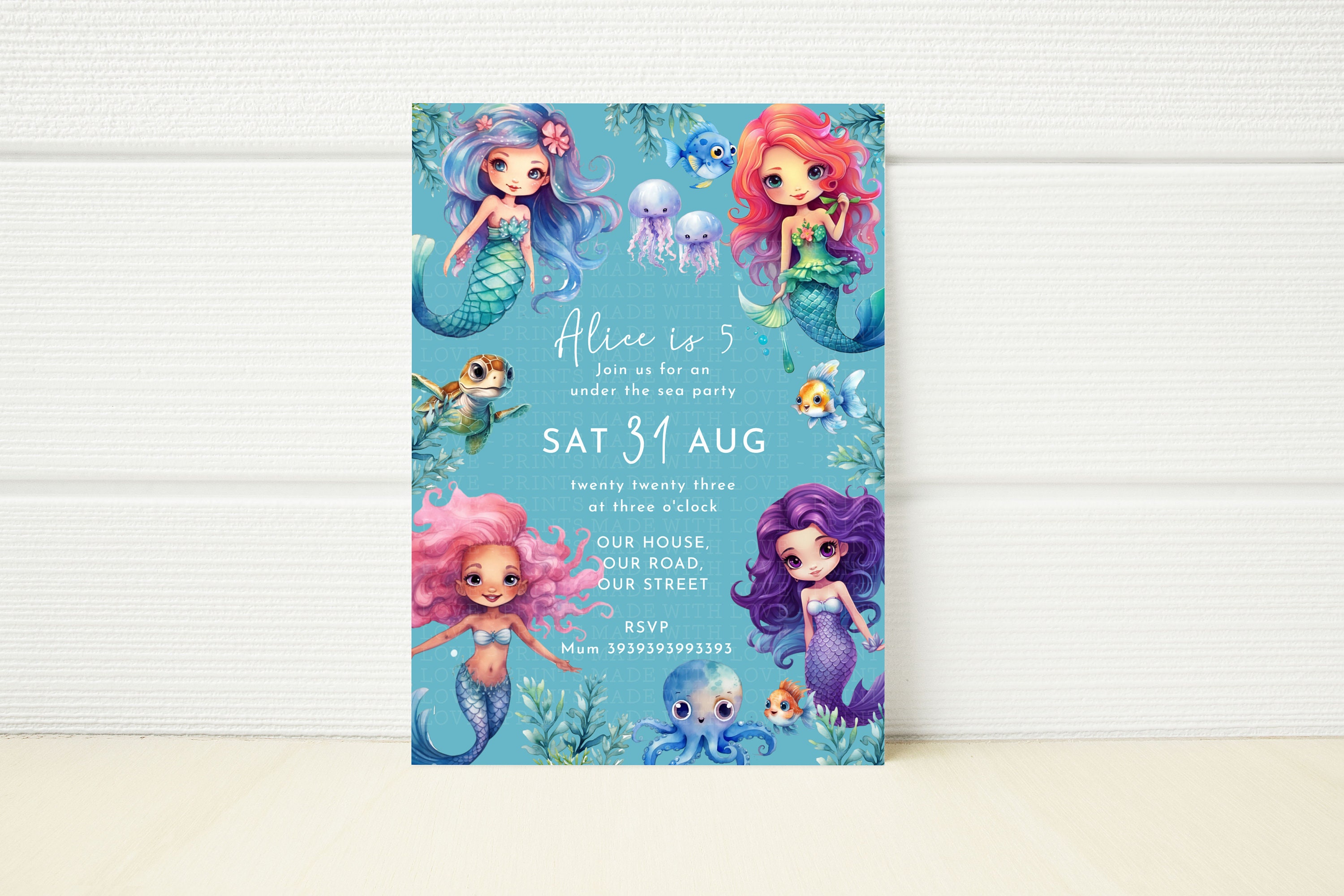Mermaid Birthday Invitation, Under the Sea Party, Editable Template ...