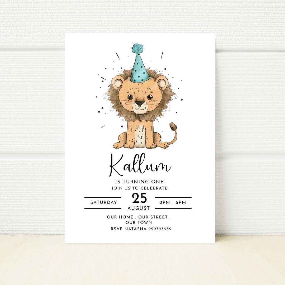Lion Birthday Party Invitation Wild Party Zoo Jungle Safari Party ...
