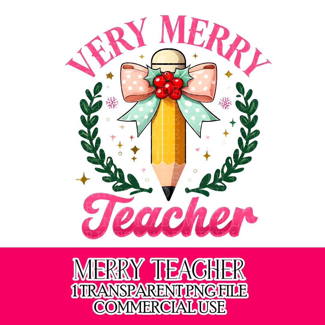 Teacher Christmas Pencil Clipart Digital File Croquette Design Crafts ...