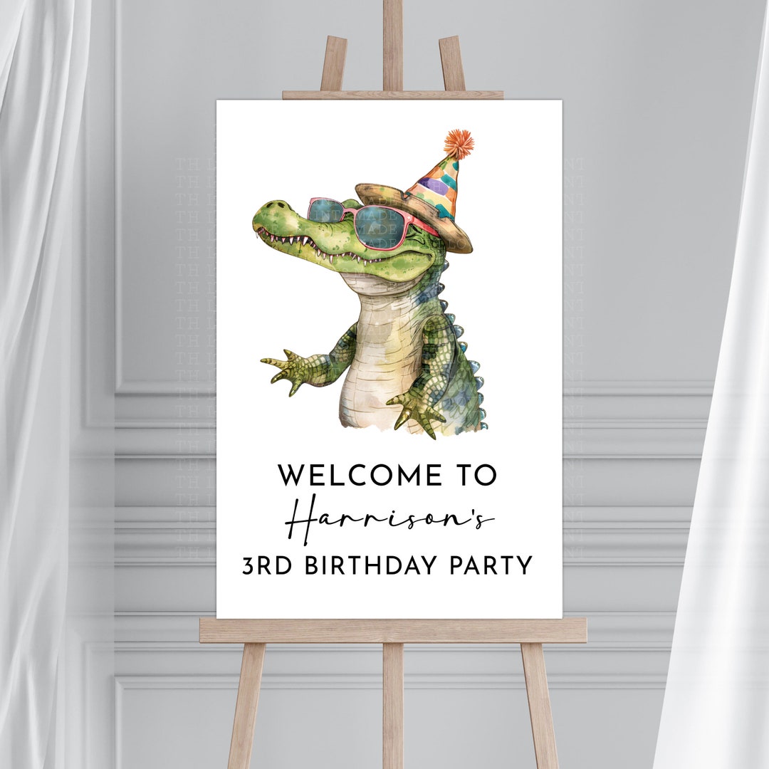 Editable Alligator Party Welcome Sign Extra Large Birthday Welcome Sign ...