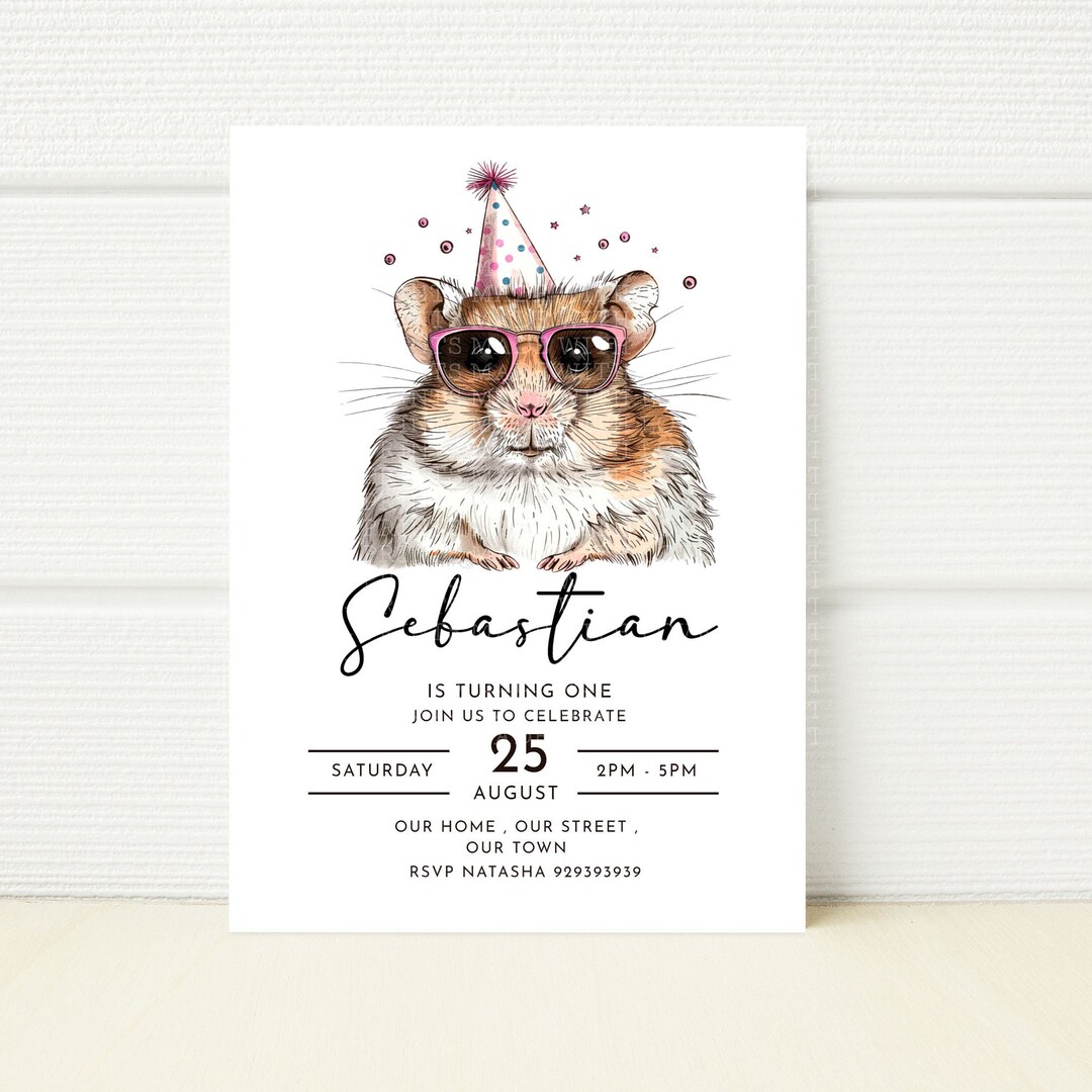 Hamster Birthday Invitation, Editable Pet Party Invite (digital) - Etsy
