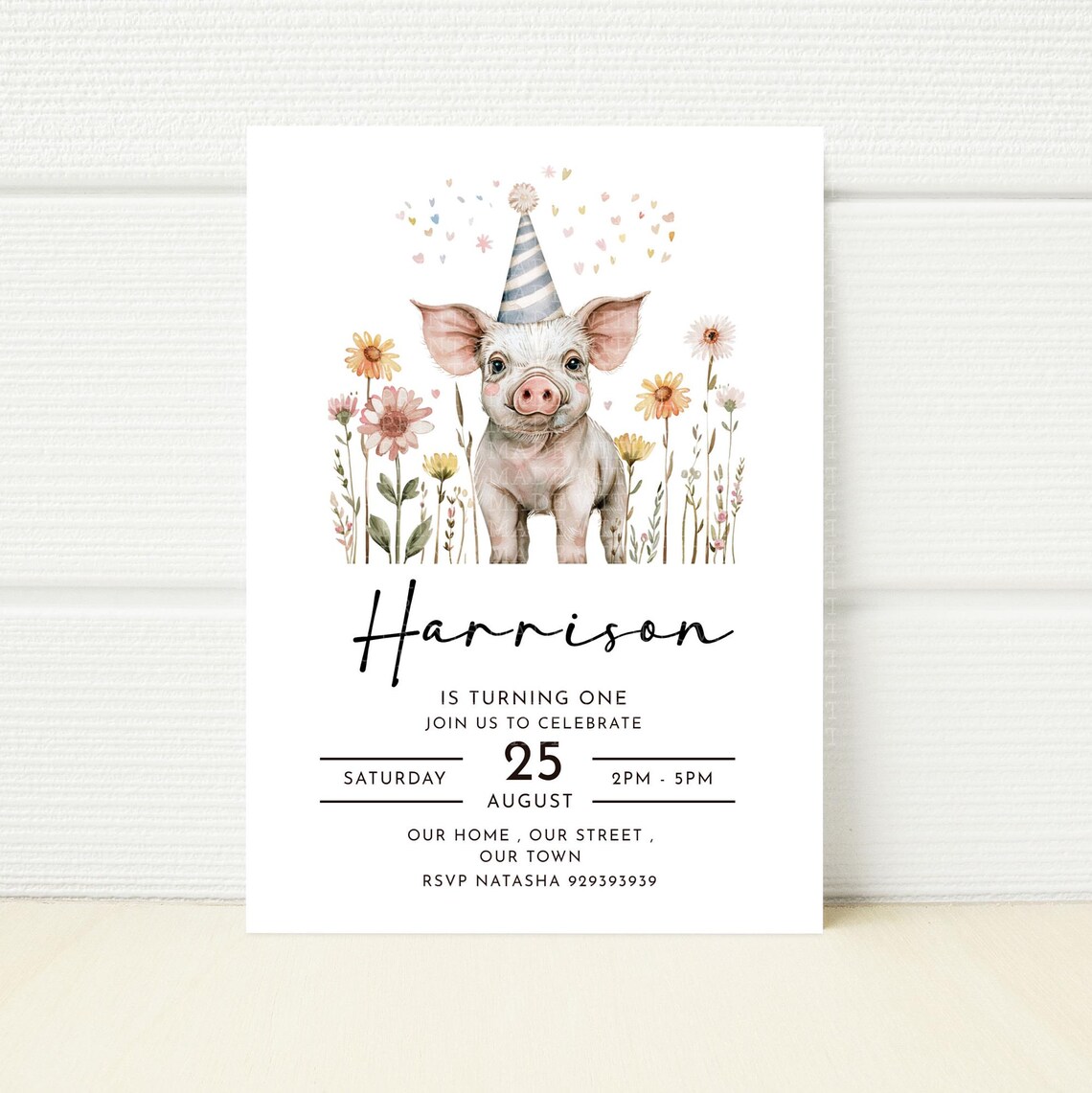 Editable Cute Pig Birthday Invitation Down on the Farm Party Printable ...