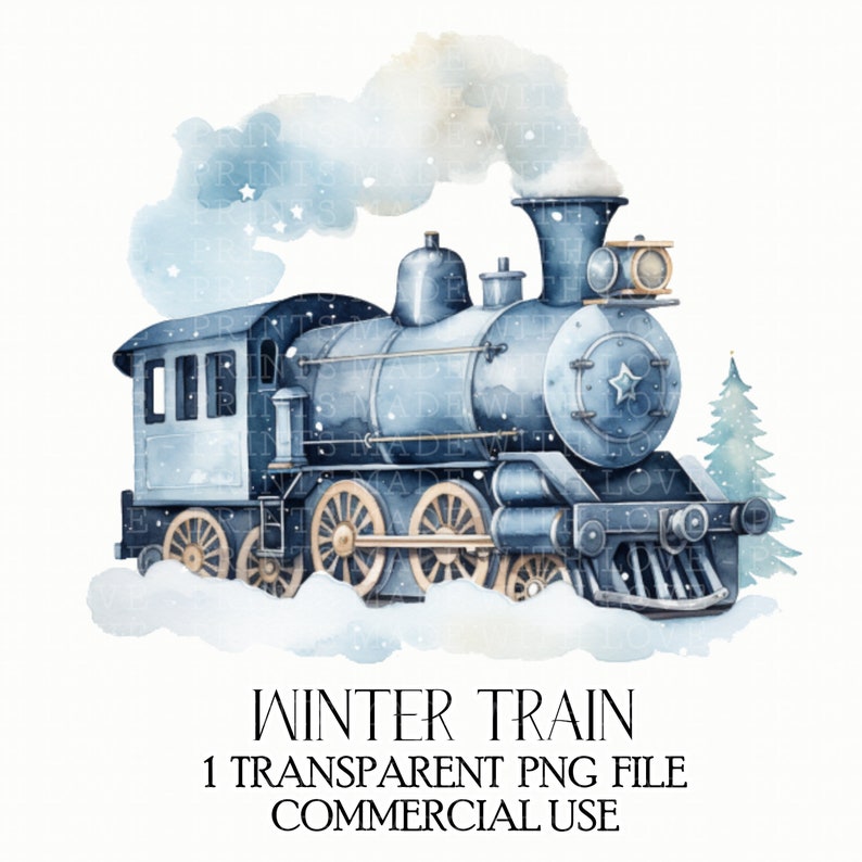 Christmas Train Clipart Transparent Png File Commercial Use Sublimation ...