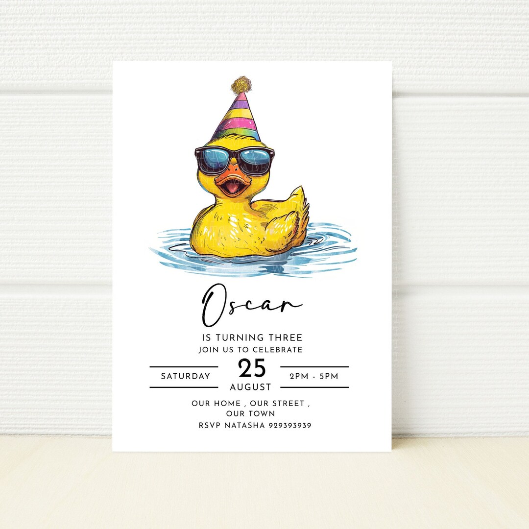 Duck Birthday Party Invitation Digital Editable Template Printable 1st ...