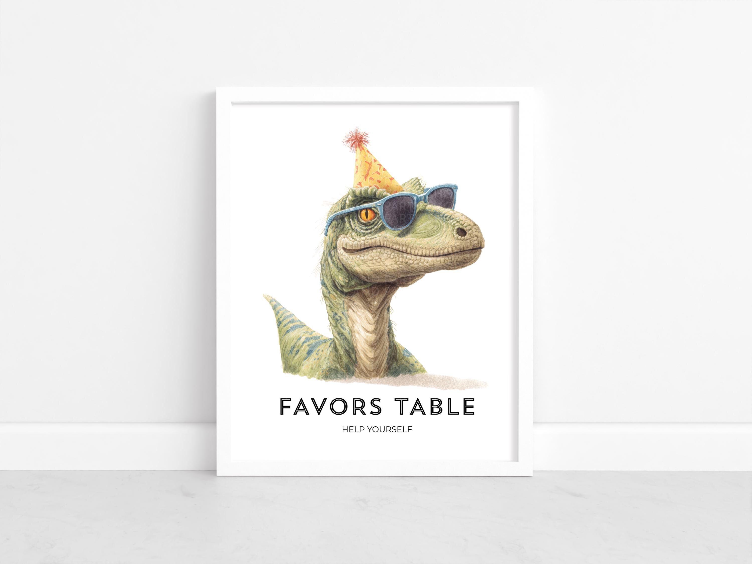 Editable Dinosaur Raptor Birthday Party Table Signs 10" X 8" Digital ...