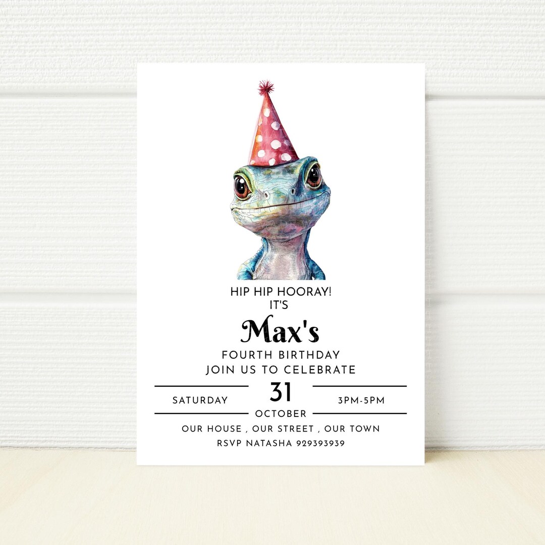 Lizard Party Invitation Invite Birthday Printable Digital Personalised ...