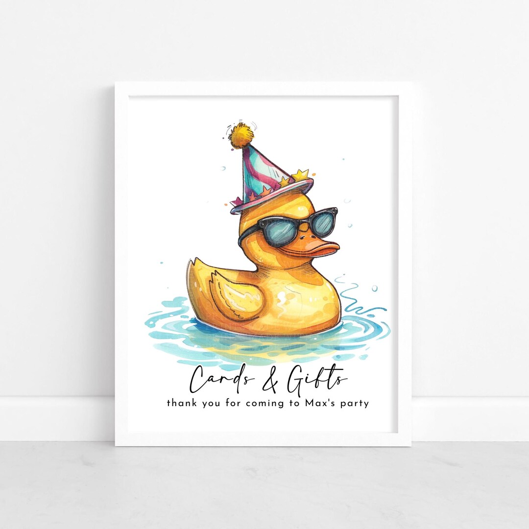 Editable Custom Duck Birthday Party Table 10" X 8" Digital Signs ...