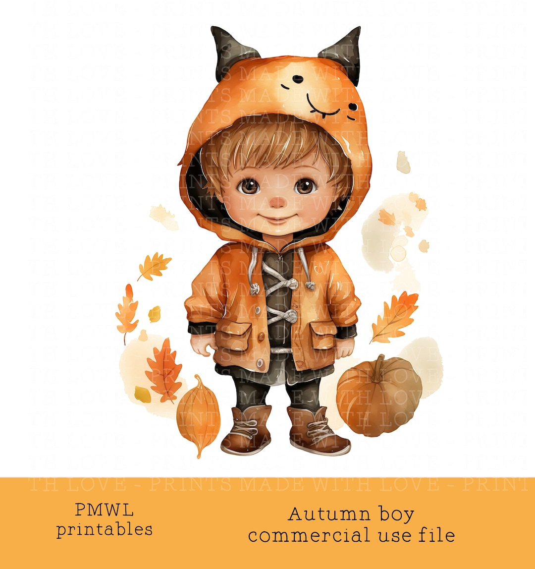 Fall Boy Clipart Autumn Boy Halloween Fall Crafts Card Making ...