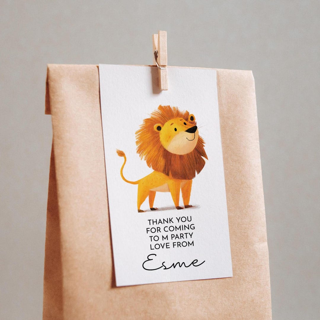 Lion Party Thank You Tags Printable Thank You for Coming to My Party ...