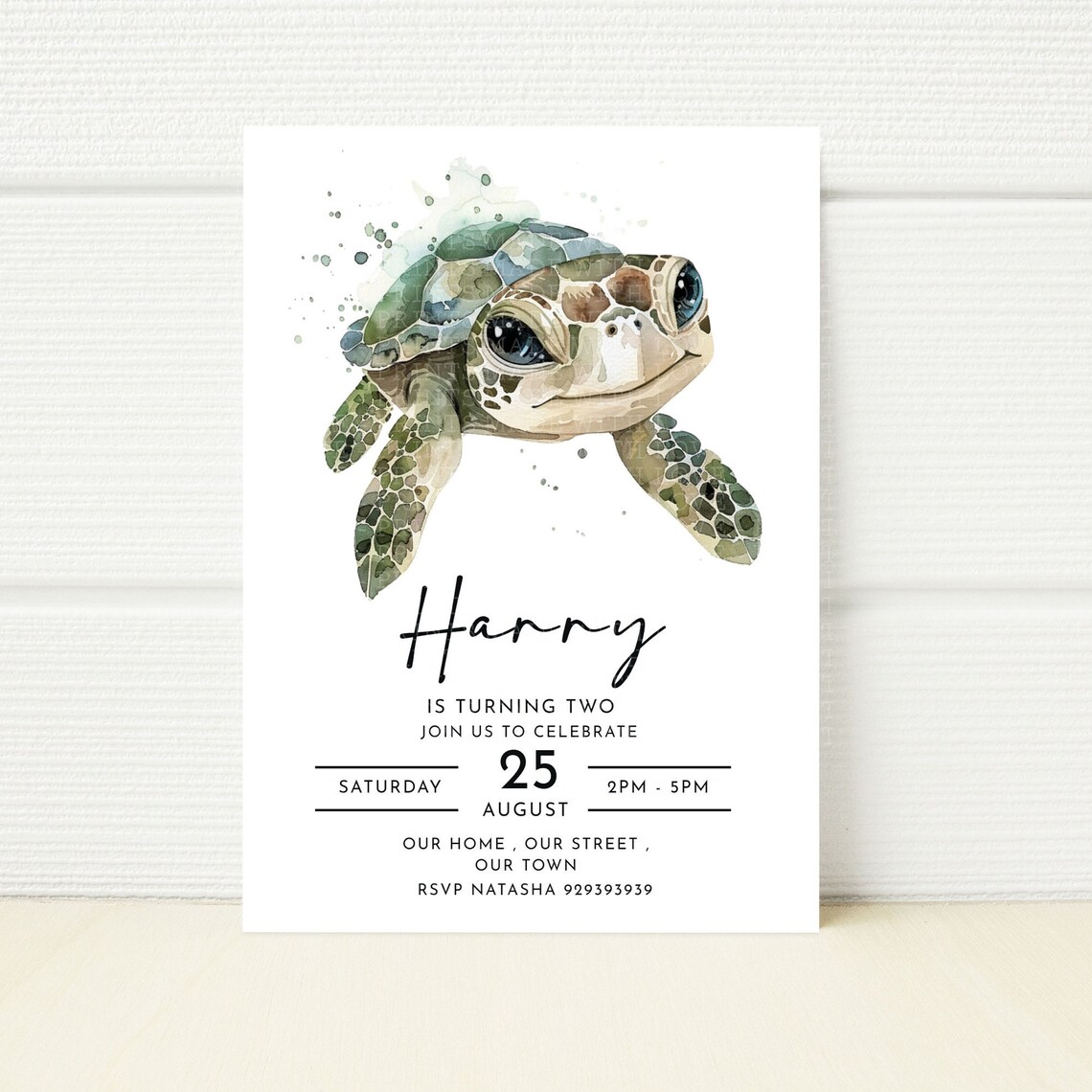 Editable Turtle in the Sea Birthday Party Invite Invitation Template ...