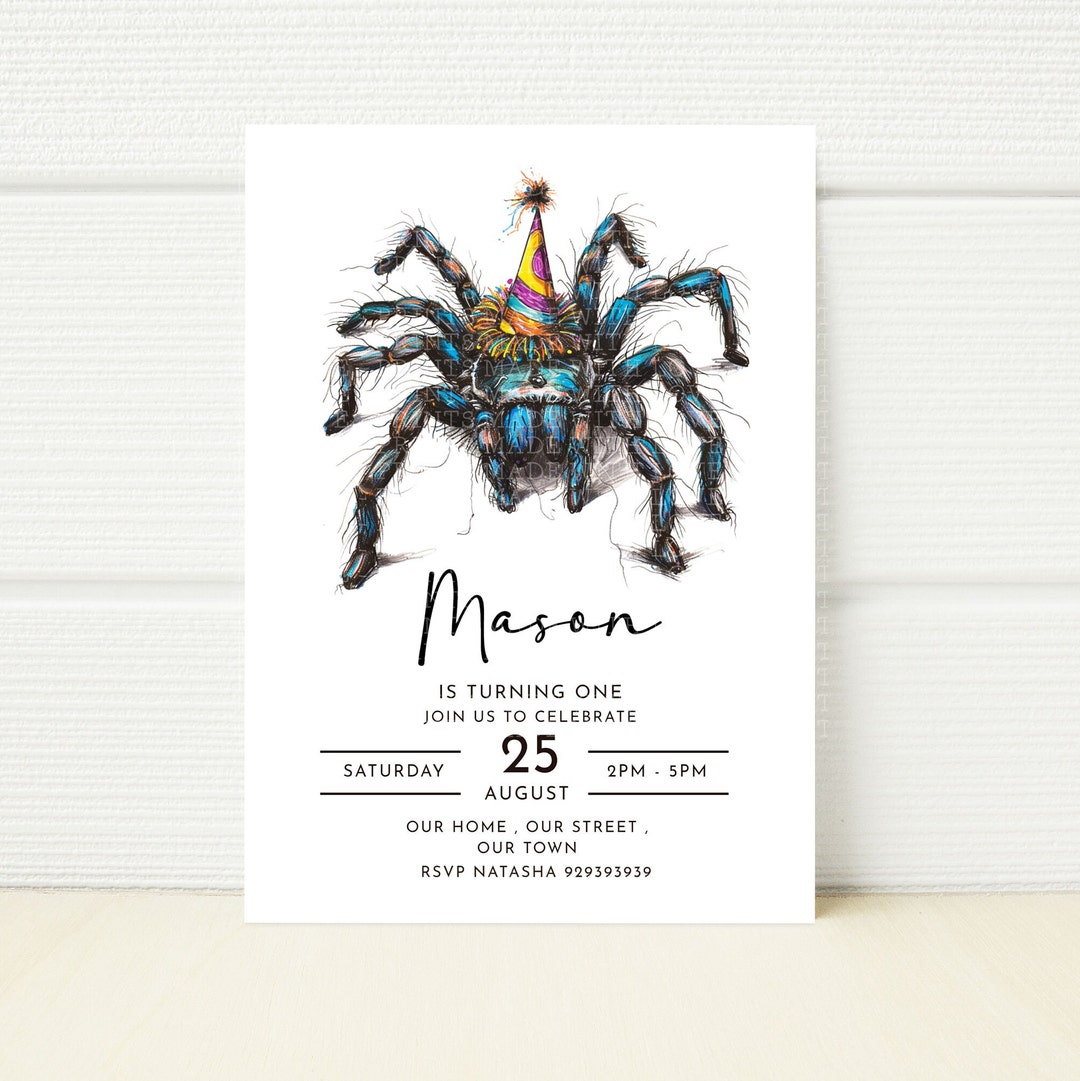 Spider Birthday Invitation Template, Tarantula Party (digital Download ...
