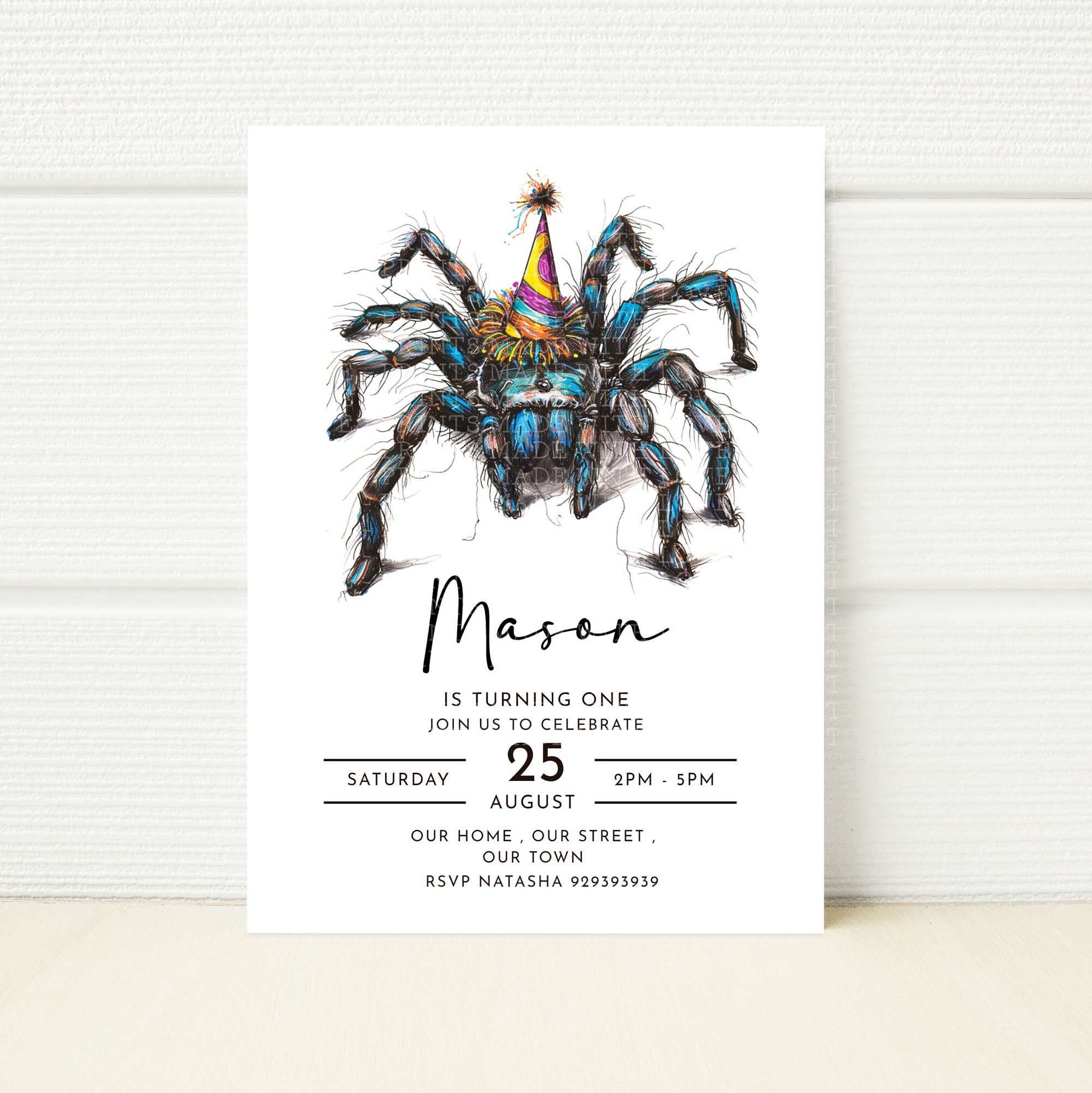 Spider Birthday Party Invitation Editable Template Tarantula Invite ...