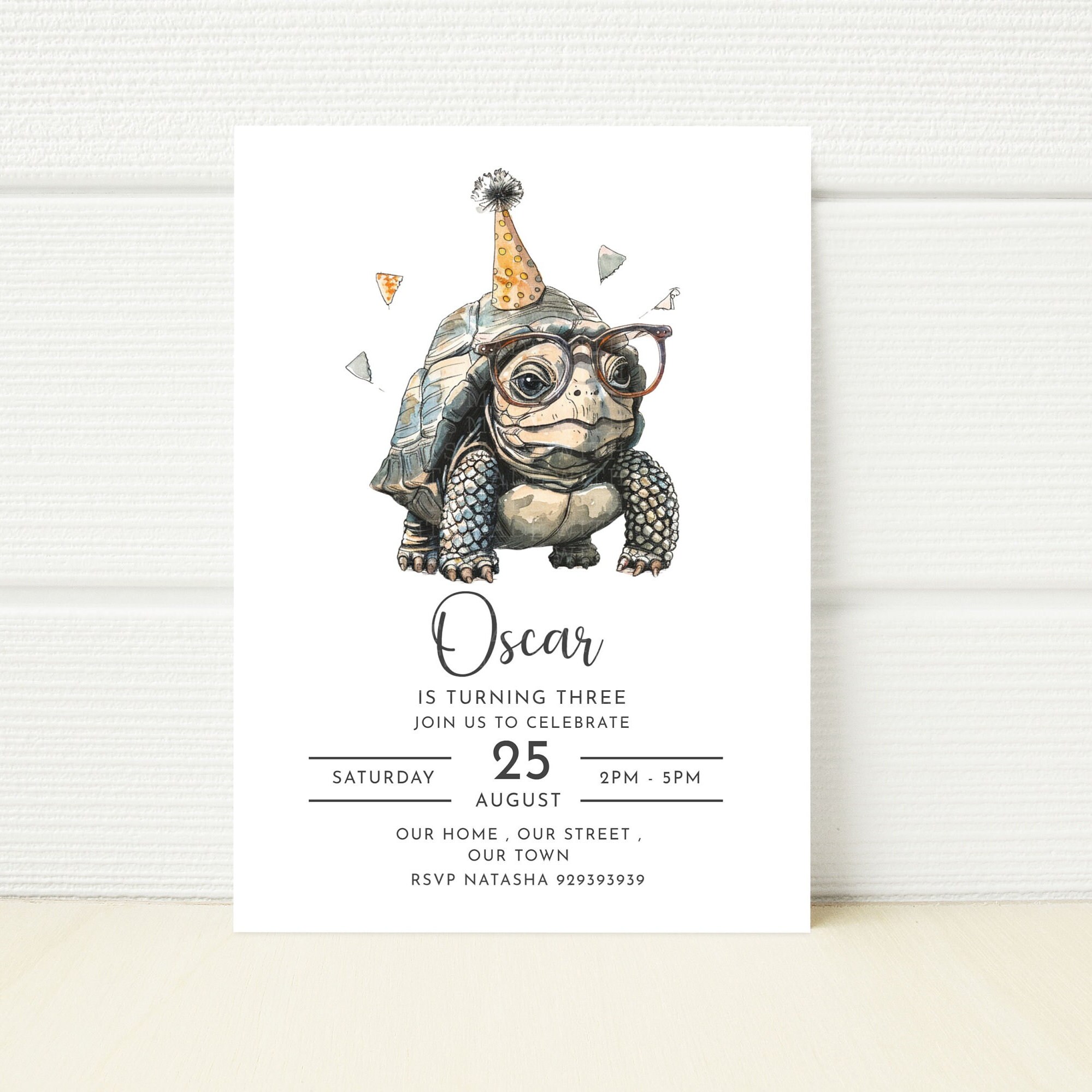 Tortoise Birthday Invitation, Boy Party Invite (digital Download) - Etsy