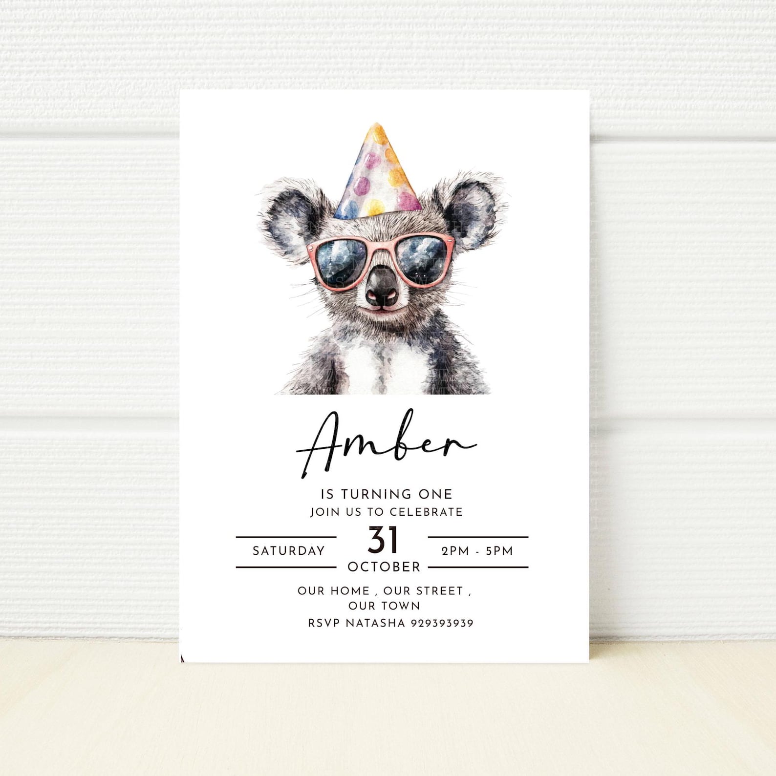 Koala Birthday Invitation Forest Woodland Camping Outback Editable ...