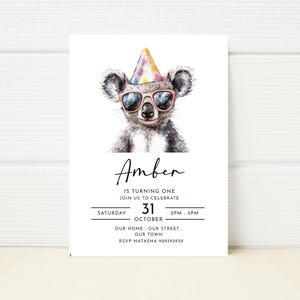 Koala Birthday Invitation Forest Woodland Camping Outback Editable ...