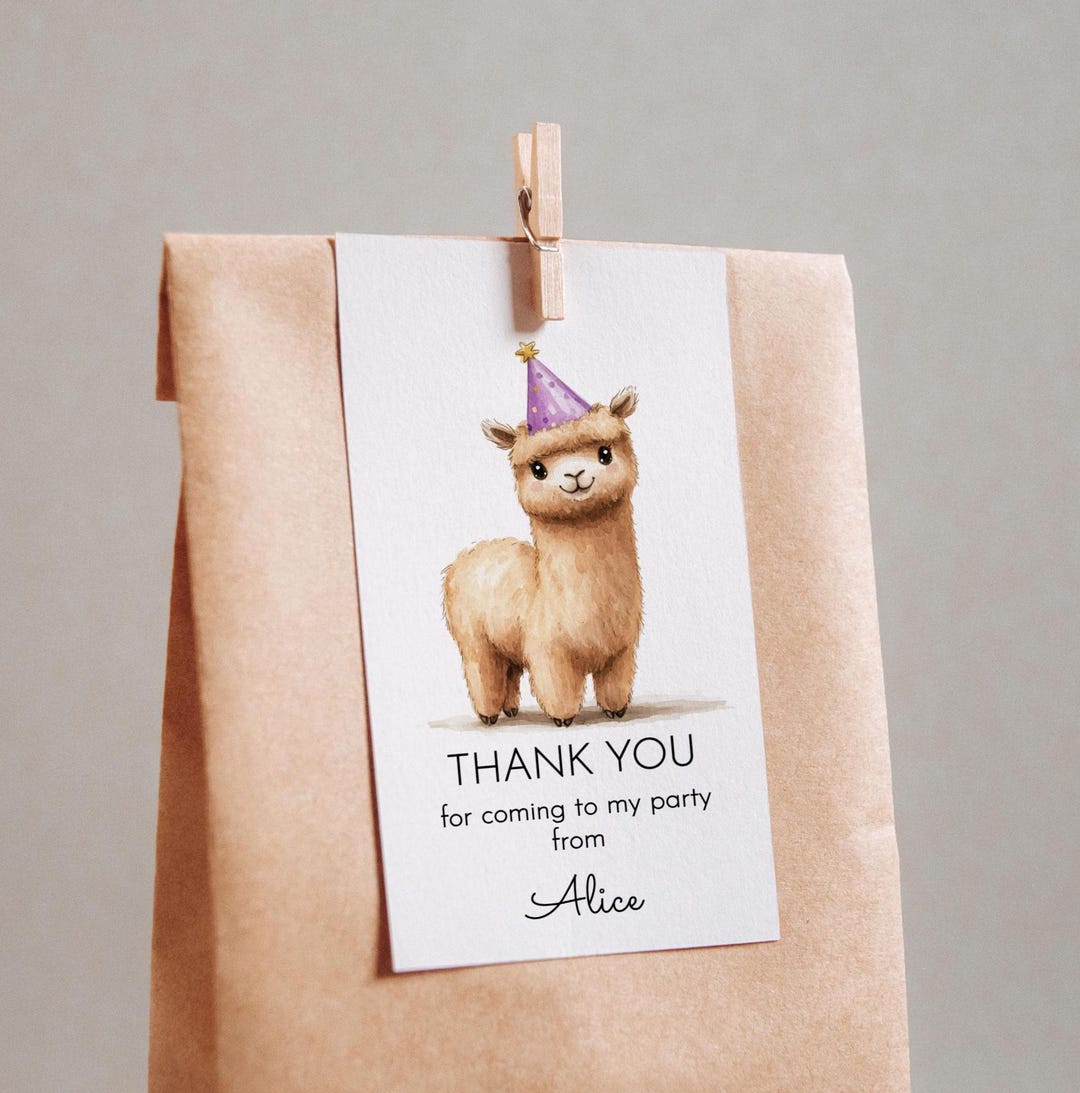 Editable Alpaca Walk Birthday Party Farm Party Tag Thank You for Coming ...