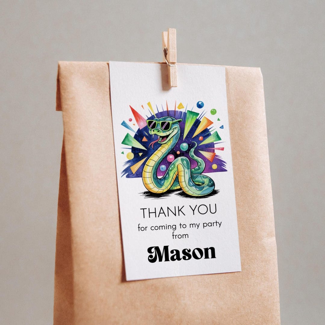 Snake Rainbow Party Glow Rave Disco UV Neon Birthday Thank You for ...