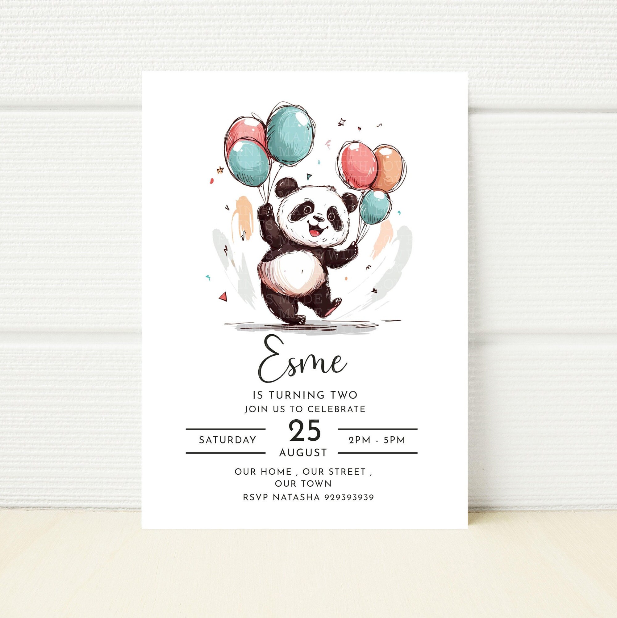 Editable Panda Birthday Party Invitation Wild Jungle Safari Boys Girls ...