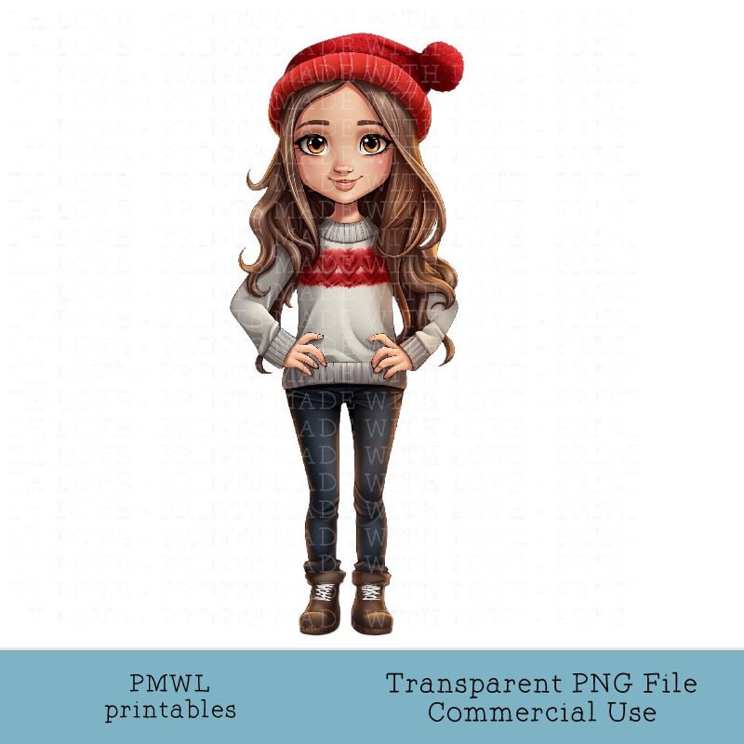 Winter Girl Clipart Casual Jumper Jeans Boots Teen Sublimation Image ...