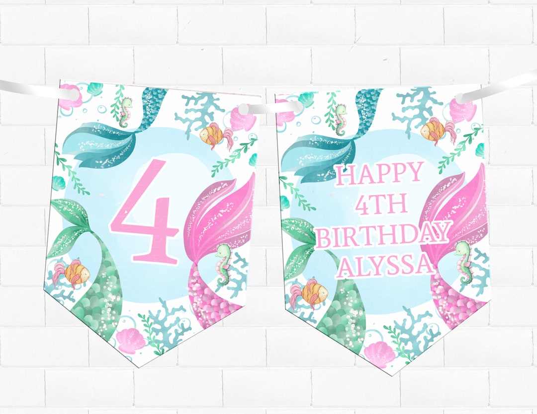 Mermaid Bunting Editable Bunting Template Under the Sea Party ...