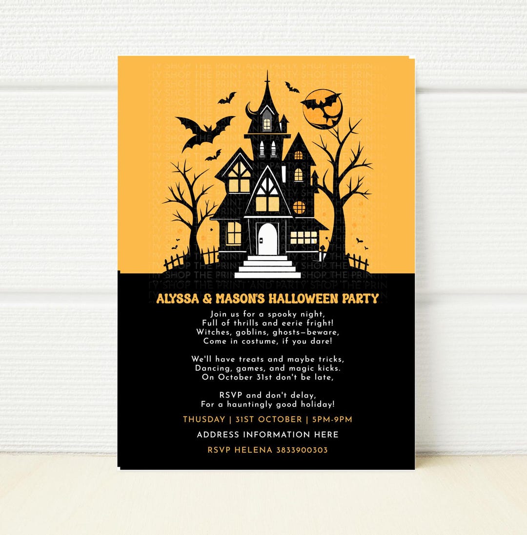 Halloween Fancy Dress Party Invitation Costume Party Kids Adults Invite ...