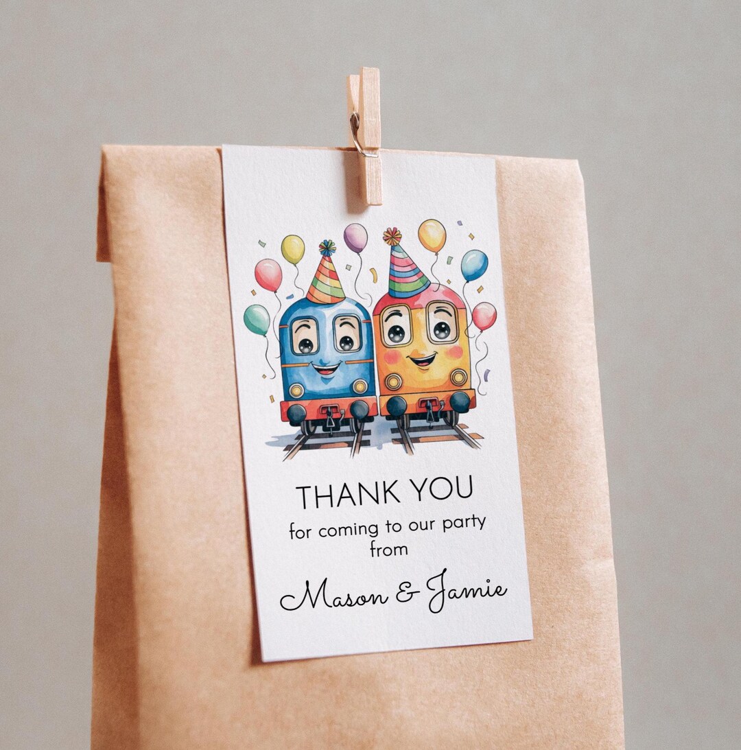 Printable Trains Thank You for Coming Gift Tag Transport Picnic Favour ...