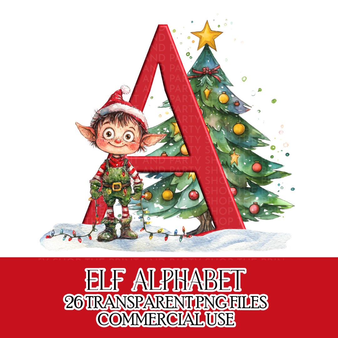 Christmas Alphabet Elf Boy Festive Clipart Card Making Designs Badge ...