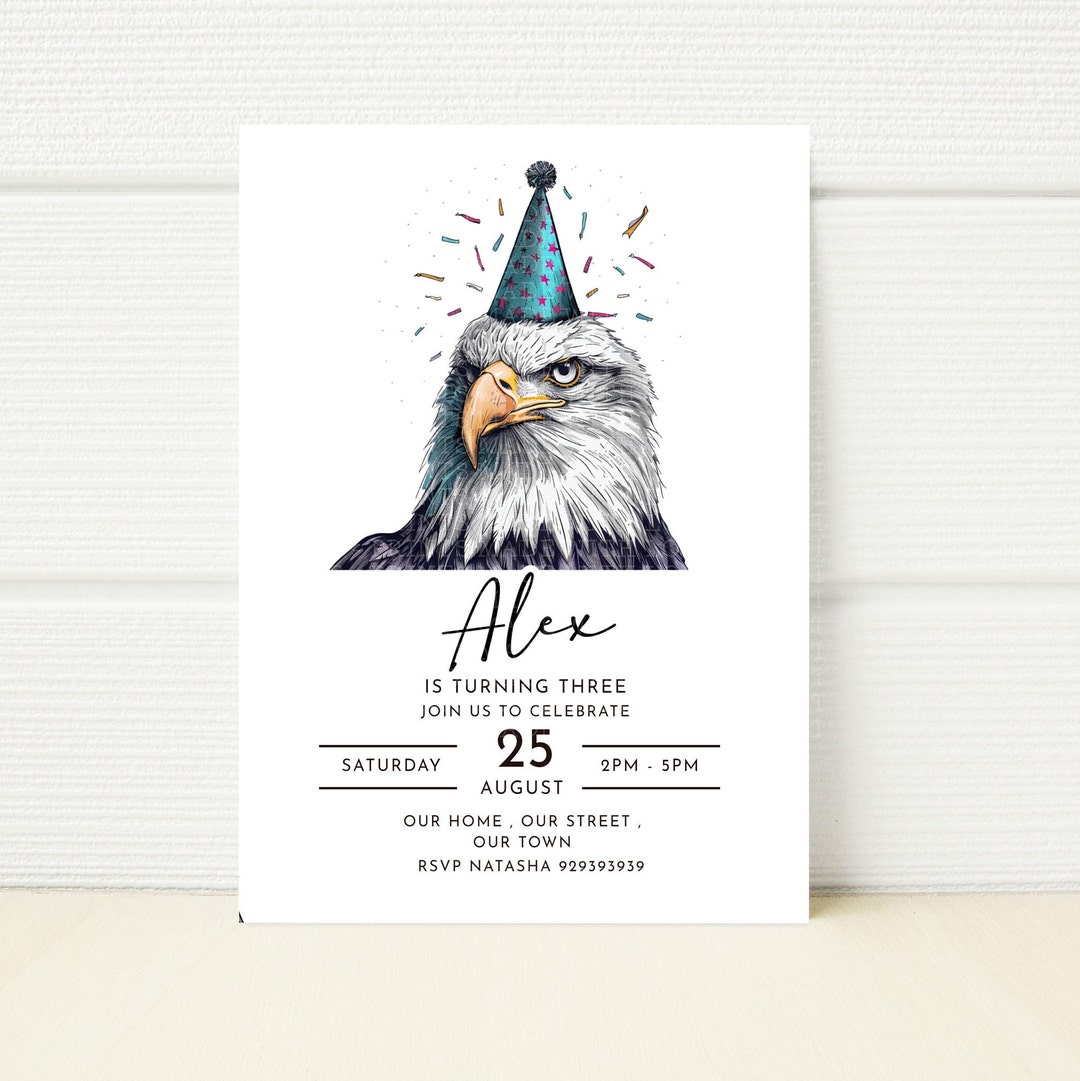 Editable Eagle Birthday Party Invite Template Wild Phone Digital E ...