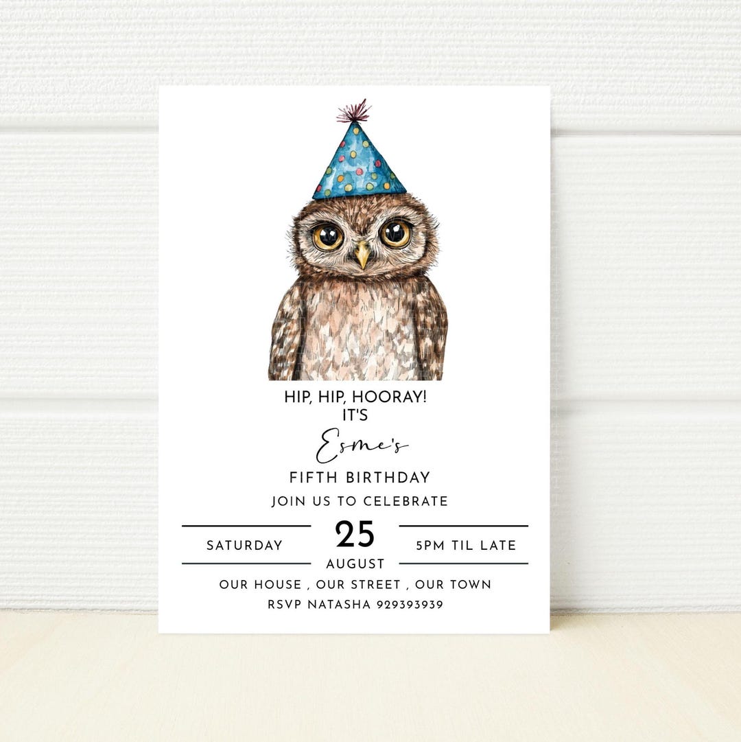Owl Birthday Party Invitation, Editable Template (digital) - Etsy