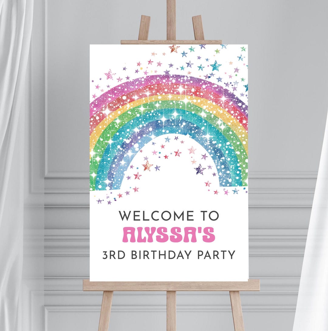 Rainbow Birthday Party Welcome Sign Extra Large Birthday Welcome Sign ...