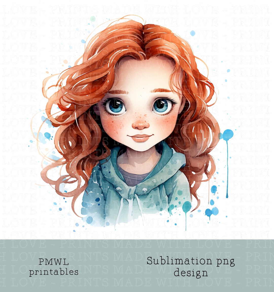 Ginger Haired Girl Clipart Png File Redhead Sublimation Design Card ...