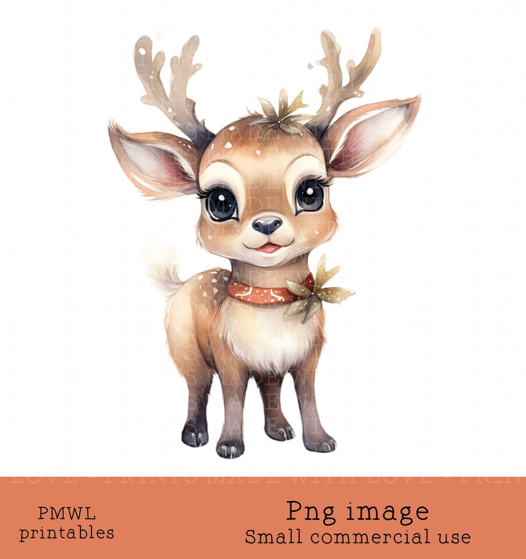 Reindeer Clipart Christmas Design Sublimation Card Making Bows Badges ...